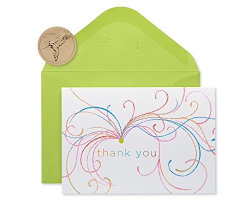 Papyrus Thank You Cards with Envelopes, Swirl Glitter (14-Count)