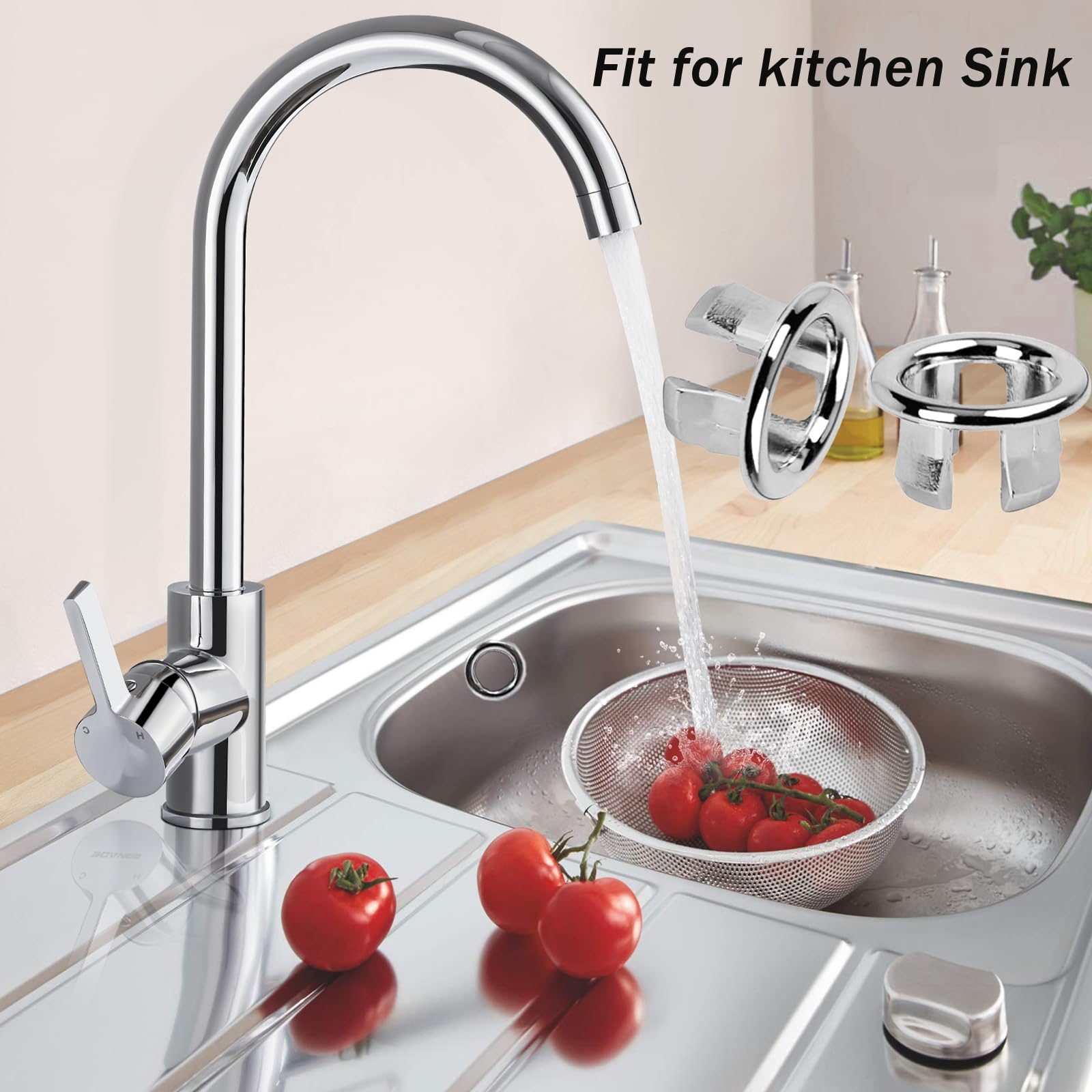 Alovexiong 6 Pack Bathroom Basin Sink Round Hole Trim Chrome Overflow Cover Rings Hole Insert in Cap Hollow Ring Triangle for Hole Diameter Replacement Ceramic Pots for Home,Sink,Bathroom,Kitchen