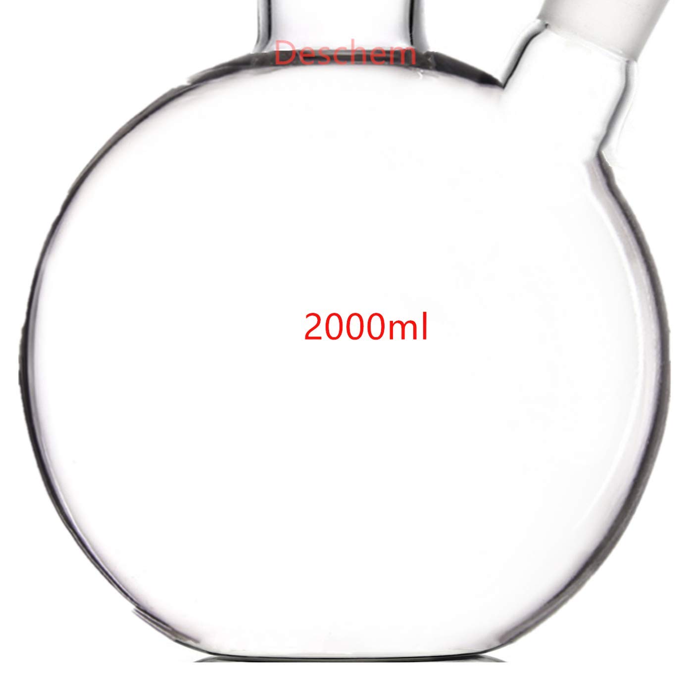 Deschem 2000ml,24/40,2-Neck,Flat Bottom Glass Flask,2L,Two Necks,Laboratory Vessel