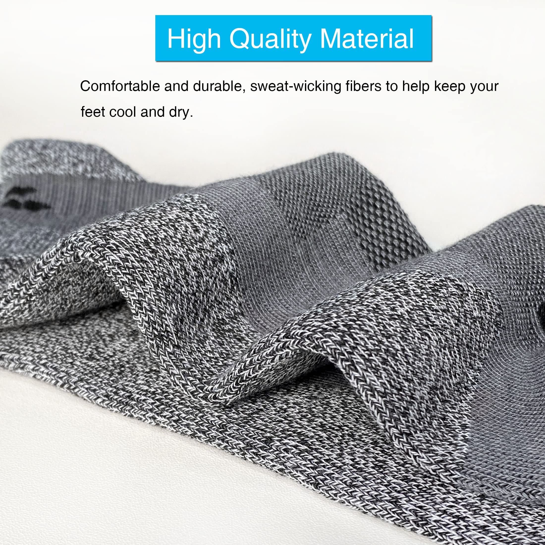 APTYID Men's Performance Cushion Ankle Athletic Running Socks, Dark Gray, Size 9-12, 6 Pairs