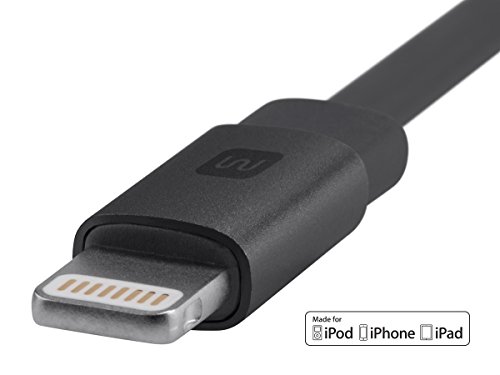 Monoprice Apple MFi Certified Flat Lightning to USB Charge & Sync Cable - 3 Feet - Black | iPhone X, 8, 8 Plus, 7, 7 Plus, 6, 6 Plus, 5S - Cabernet Series