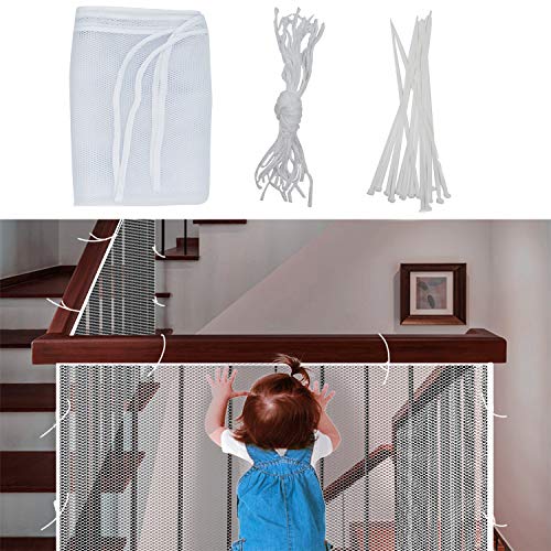 LiXiongBao Child Safety Net Kids Stairs Safety Railing & Banister Guard Baby Thick Hard Mesh Netting Protection Rail Balcony Stair Fence Baby Fence Stairwell Net Decoration (10ft x 2.5ft)