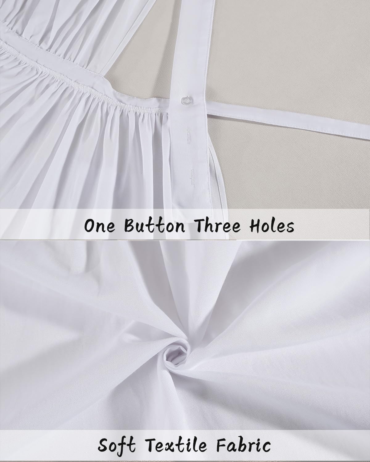 CR ROLECOS White Vintage Maid Ruffle Apron for Women Colonial Pioneer Peasant Apron Pinafore Adjustable Kitchen Gift L