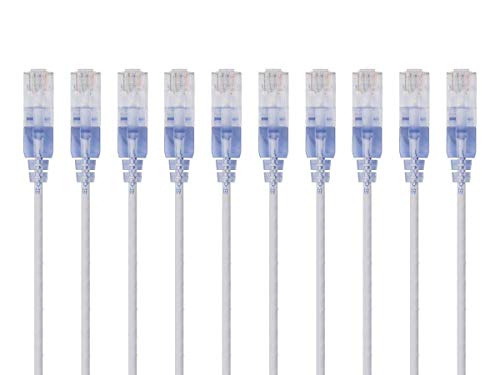 Monoprice Cat6A Ethernet Patch Cable - 7 Feet - Blue | Network Internet Cord - RJ45, 550Mhz, UTP, Pure Bare Copper Wire, 10G, 30AWG, 10-Pack - SlimRun Series