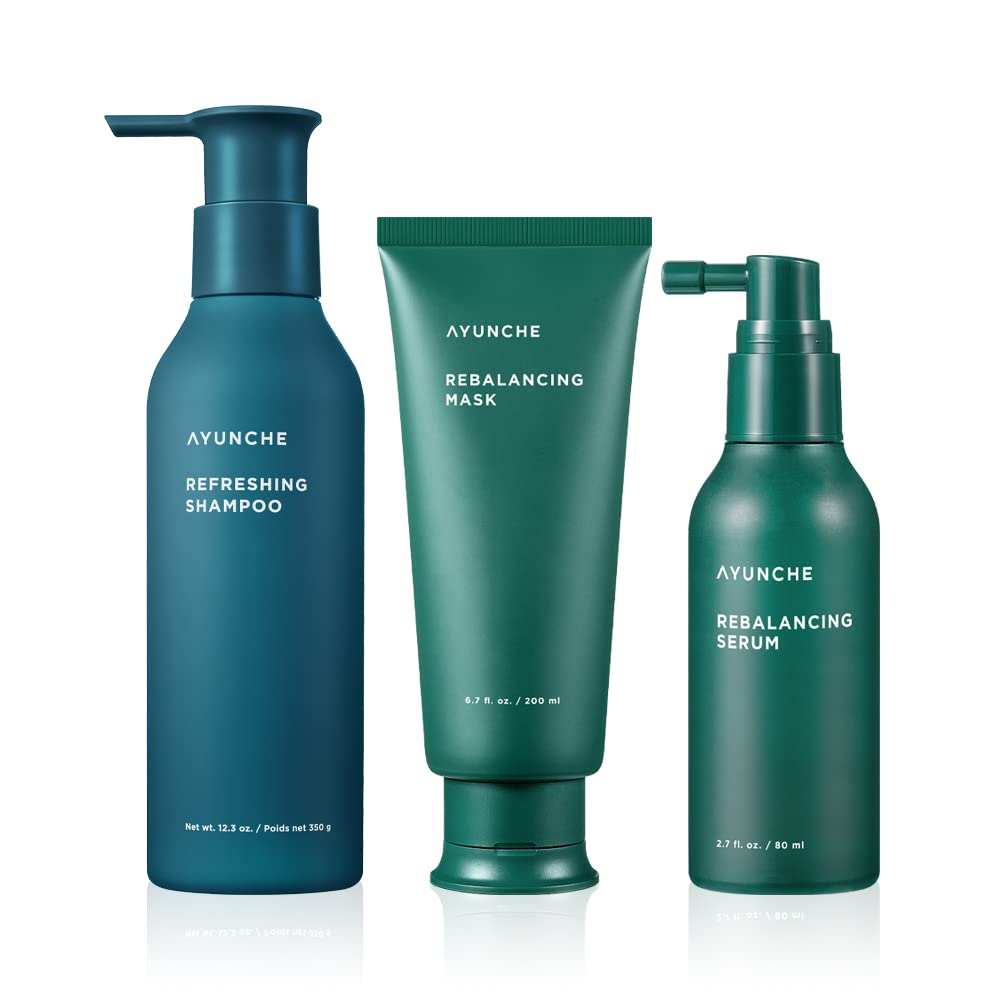 AYUNCHE Refreshing Shampoo 11.8oz + Hair Mask 6.76 fl oz + Serum 2.7fl oz
