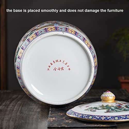 Chinese Style Food Dispenser 22Lbs Ceramic Rice Bucket Cereal Storage Container Chinese Porcelain Grain Dispenser Suitable for Flour, Sugar, Coffee, Rice, Nuts, Snacks, Pet Food, Tea (Color : A)