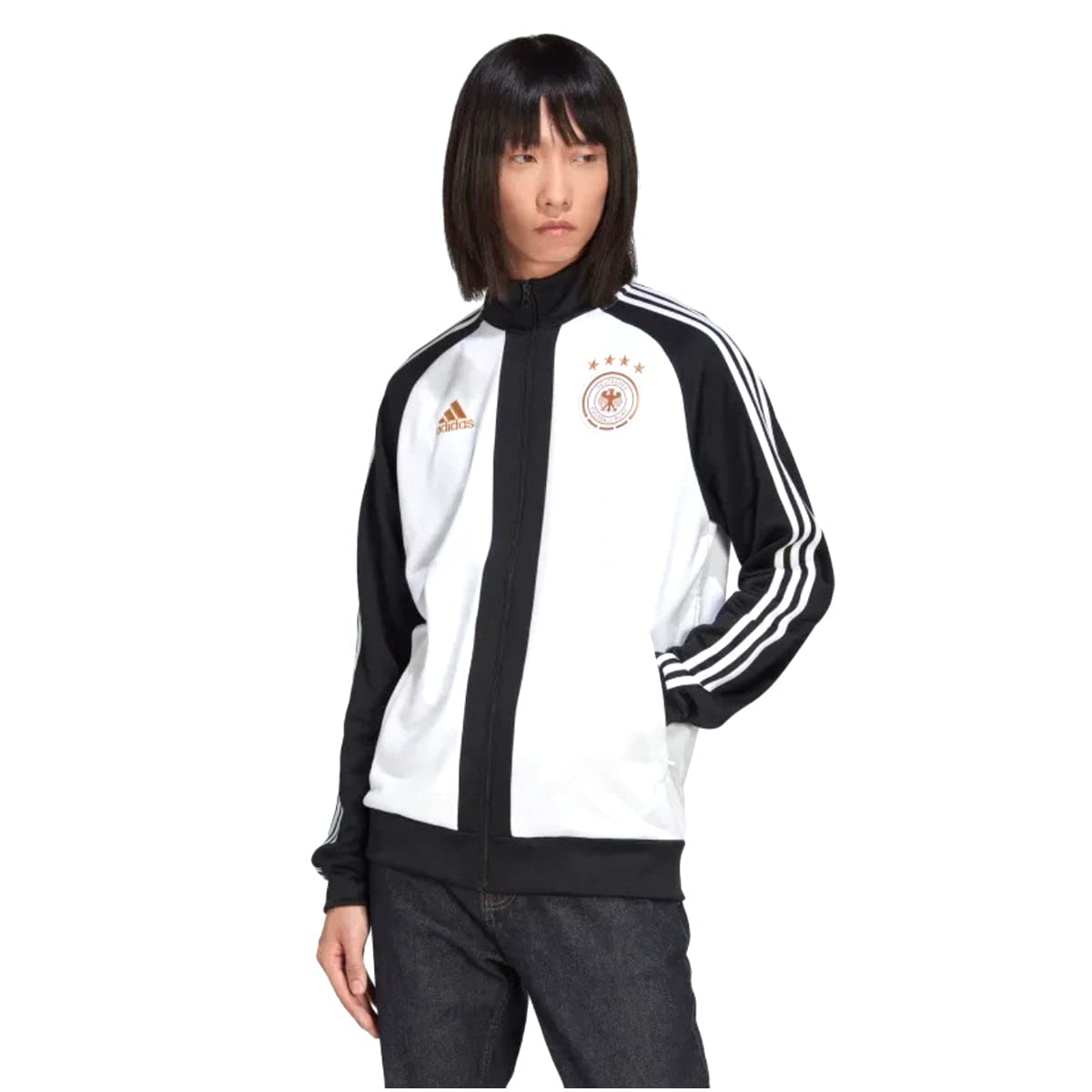 adidas Men's Germany 2022 DNA Track TOP (Black/White,Medium)