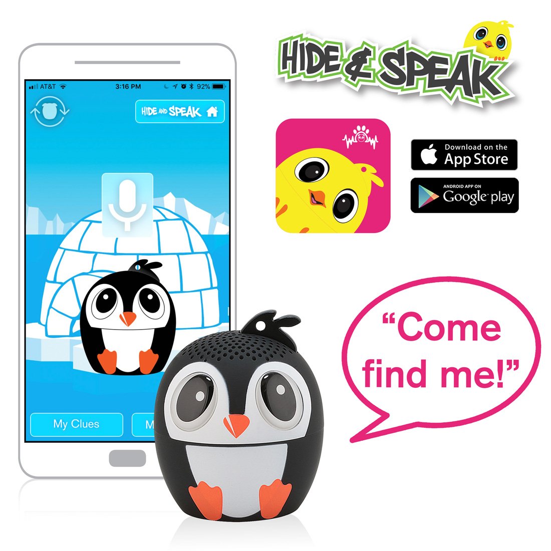 My Audio Pet Penguin Mini Bluetooth Animal Wireless Speaker for Kids of All Ages - True Wireless Stereo Technology β Pair with Another TWS Pet for Powerful Rich Room-Filling Sound - (ICE ICE Baby)