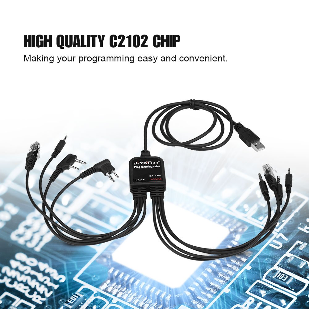 Tosuny 8 in 1 USB Programming Cable, Genuine USB Programming Cable with 8pcs Different Connectors for Kenwood/ for QuanShengcn/ for Tyt/for Motorola Radio, Compatible with Multiple Radios