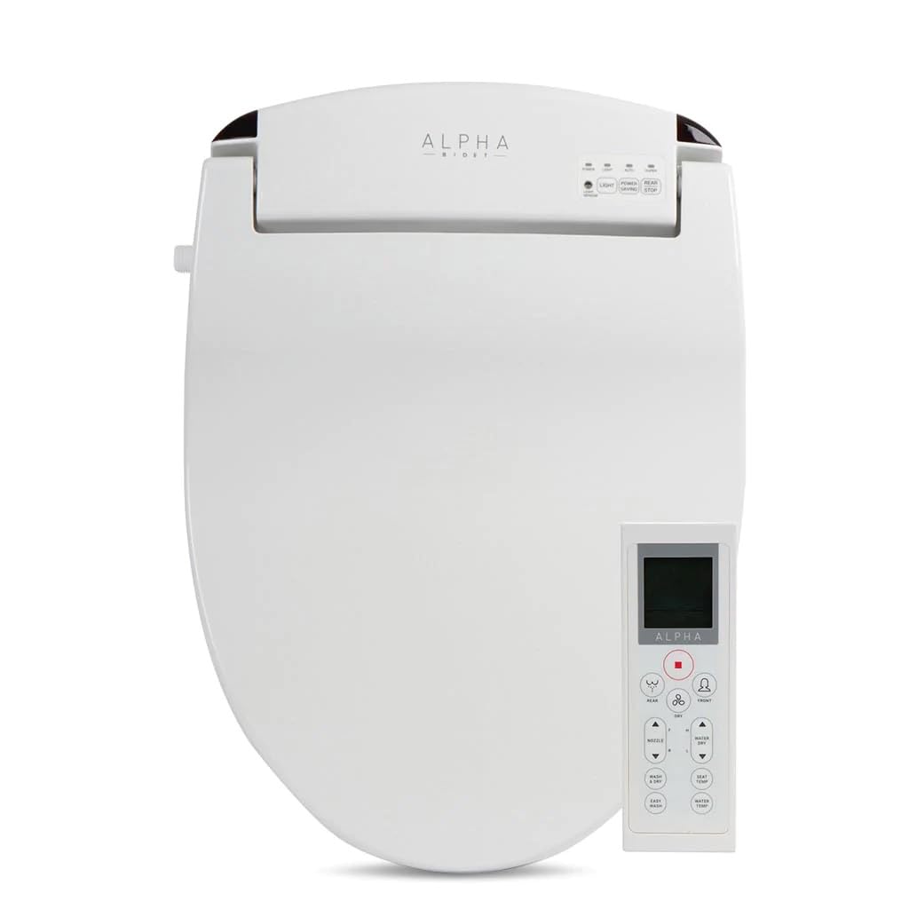 Alpha Bidet JX2 & UX Pearl Bidet Toilet Seats with Endless Warm Water, LED Lights, Wireless Remote, Stainless Steel Nozzles