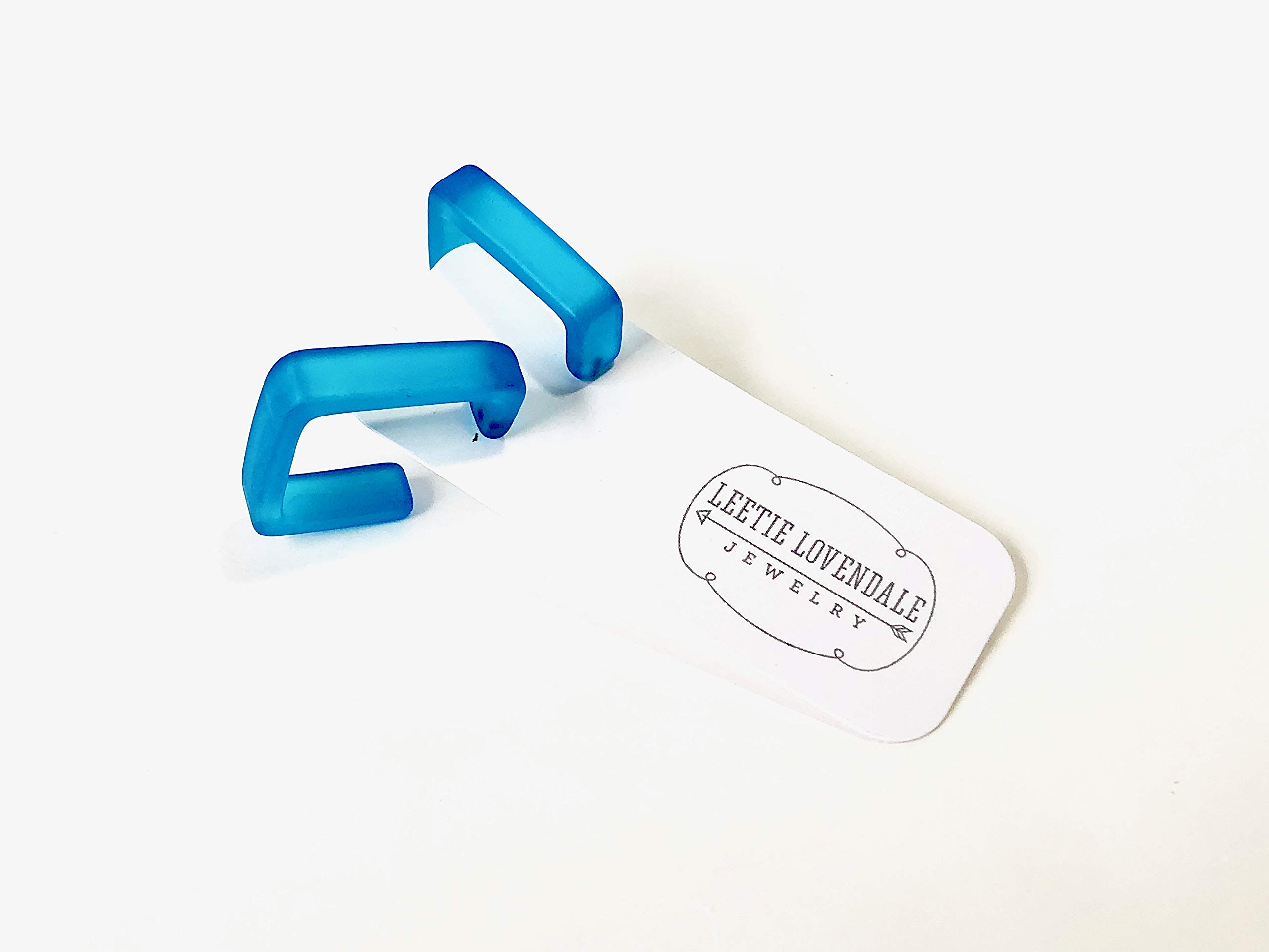 Aqua Blue Frosted Lucite Acrylic Square Hoop Earrings - SQH-BL-1