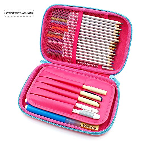 Pencil Case for Girls, 3D Cute EVA Unicorn Pen Pouch Stationery Box Anti-Shock Large Capacity Multi-Compartment for School with 4 unicorn pens