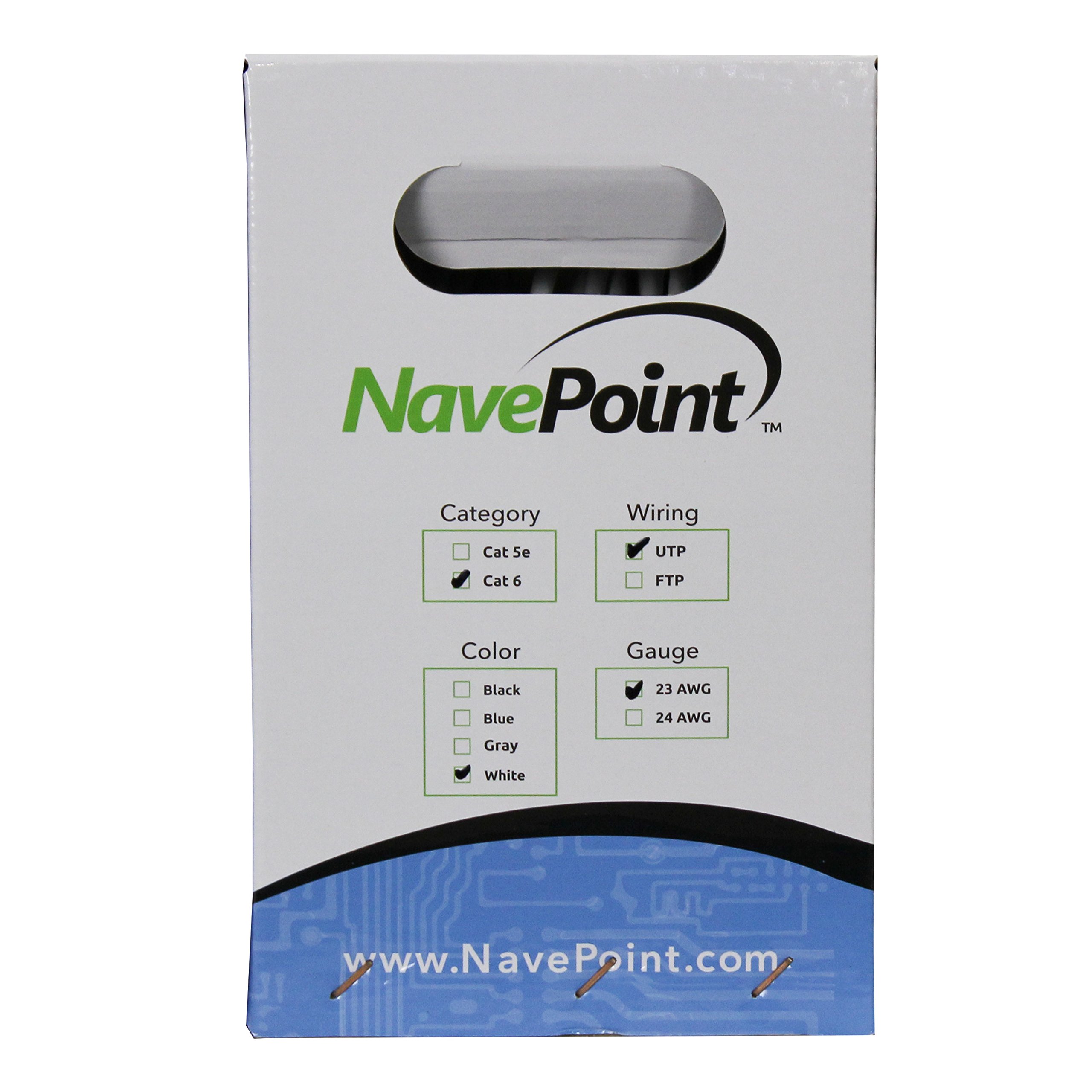NavePoint CAT6 Ethernet Cable - CCA Bulk CAT6 Cable 250ft Ethernet Cable, 550MHz, 23AWG 4 Pair, Unshielded Twisted Pair (UTP), Solid White