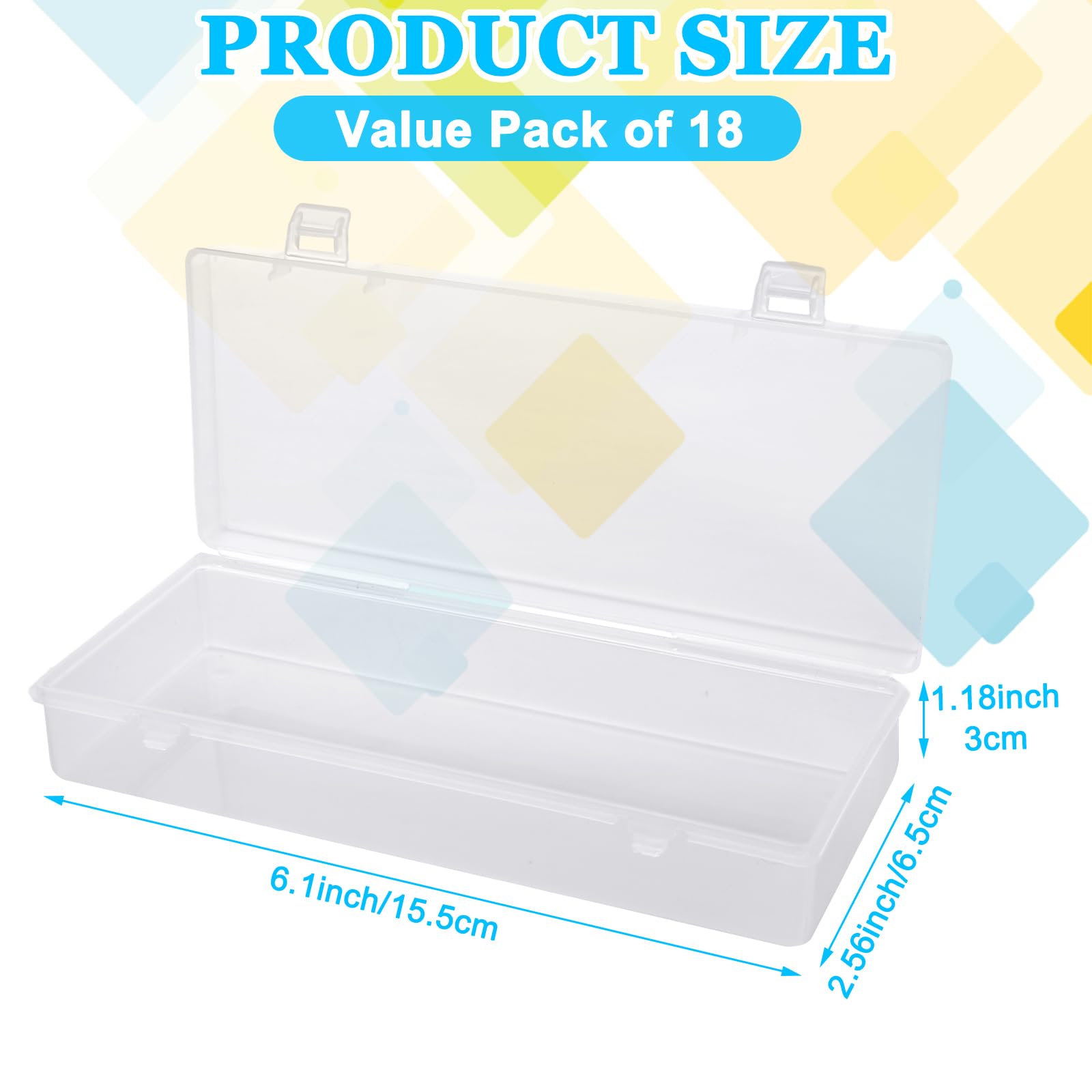 AKOLAFE 18 Pack Small Storage Box with Lid Small Plastic Containers for Organizing Clear Bins Organizer Little Rectangle Case Hinged Lid Storage Containers for Craft Lego Bead Washi Tape Crayon Parts