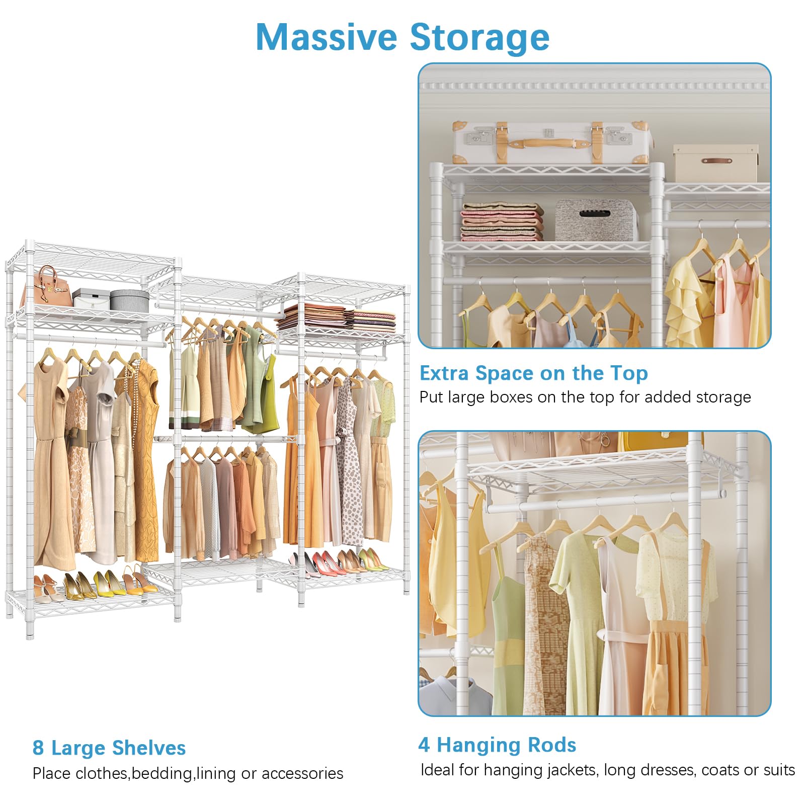 VIPEK V5i Garment Rack Heavy Duty Clothes Rack, Freestanding Closet Wardrobe Clothing Rack, White