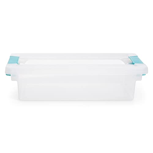 Sterilite Small Clear Plastic Storage File Clip Organizer Tote Container Bin Box w/Latching Lid for Home & Office Organization and Storage (24 Pack)