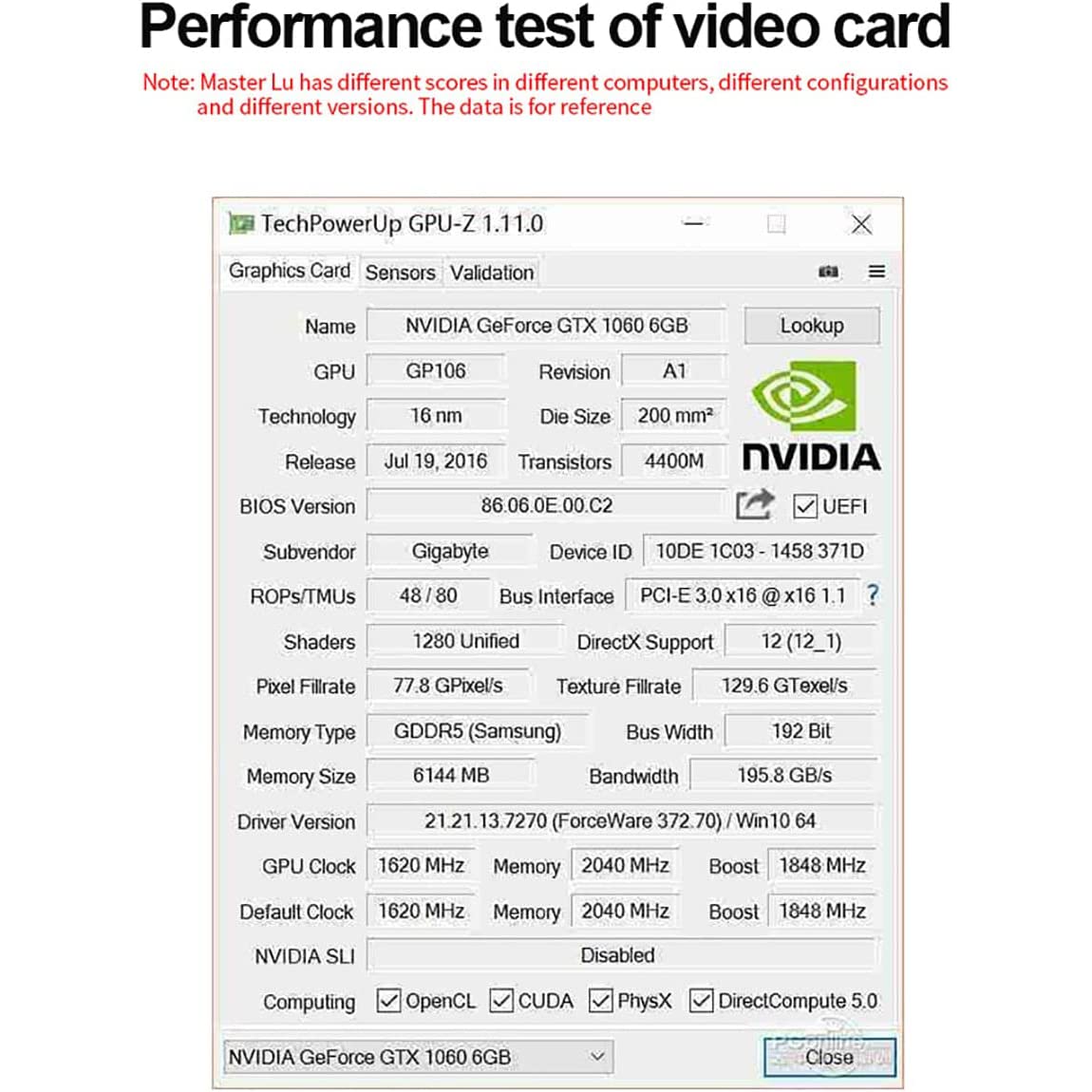 ASPIRING GeForce GTX 1060 6G Graphics Card, 2X Windforce Fans, 6GB 192-Bit GDDR5, Video Card