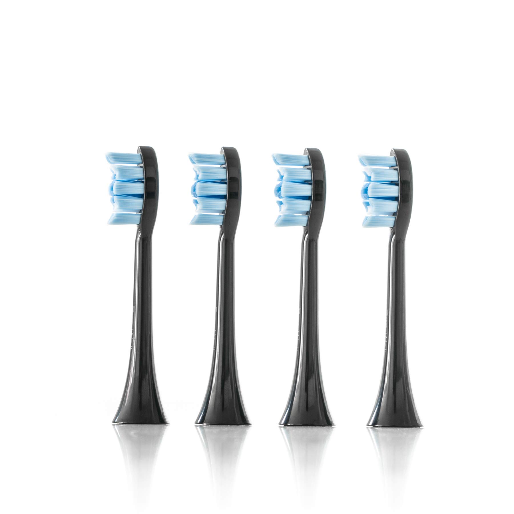 Sonic Clean Brush Replacement Heads Soft Dupont Bristles Four (4) Pack Electric Toothbrush Heads (Black (Diamond Edition))