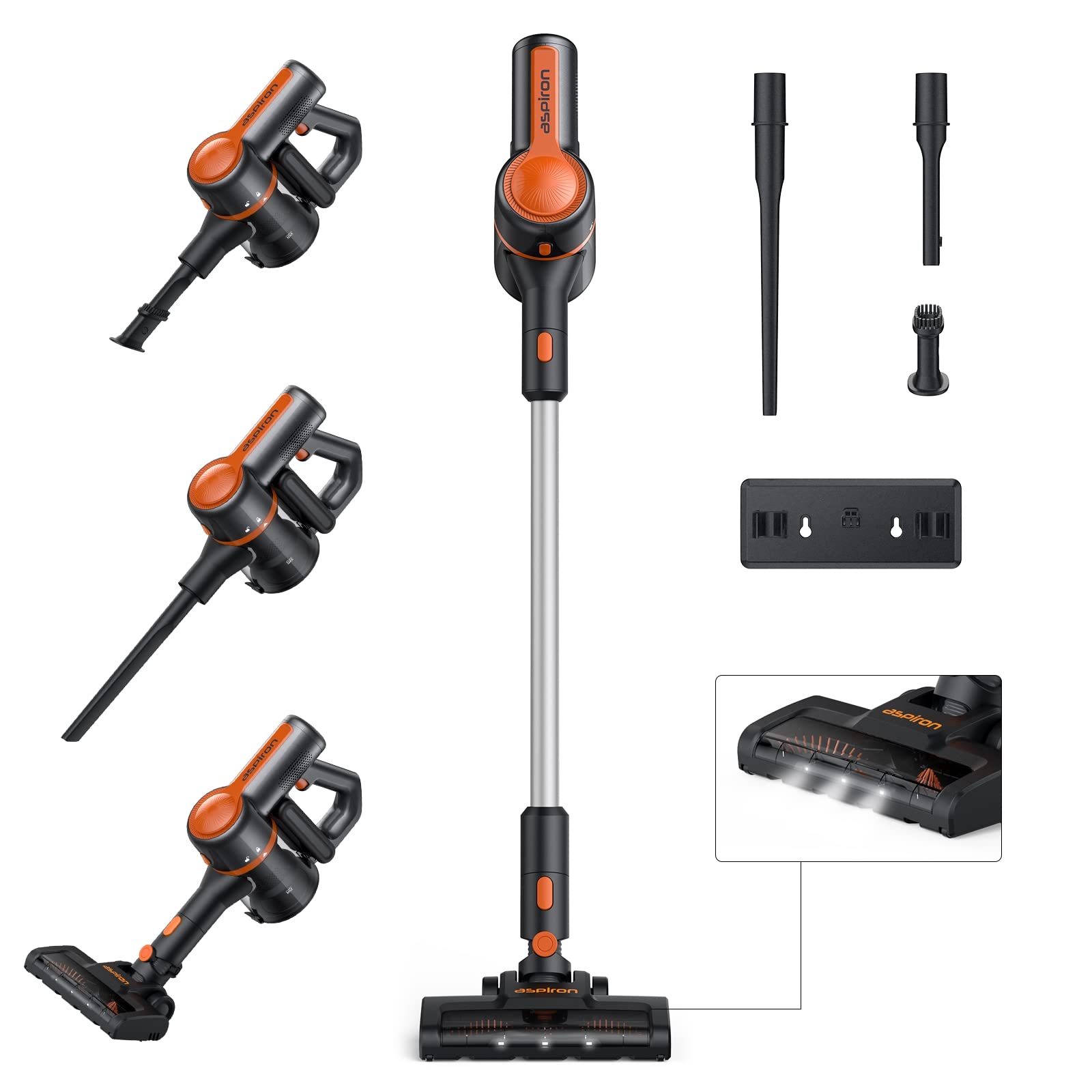 Aspiron Cordless Vacuum Cleaner Stick Vacuums & Electric Brooms, 1, Orange