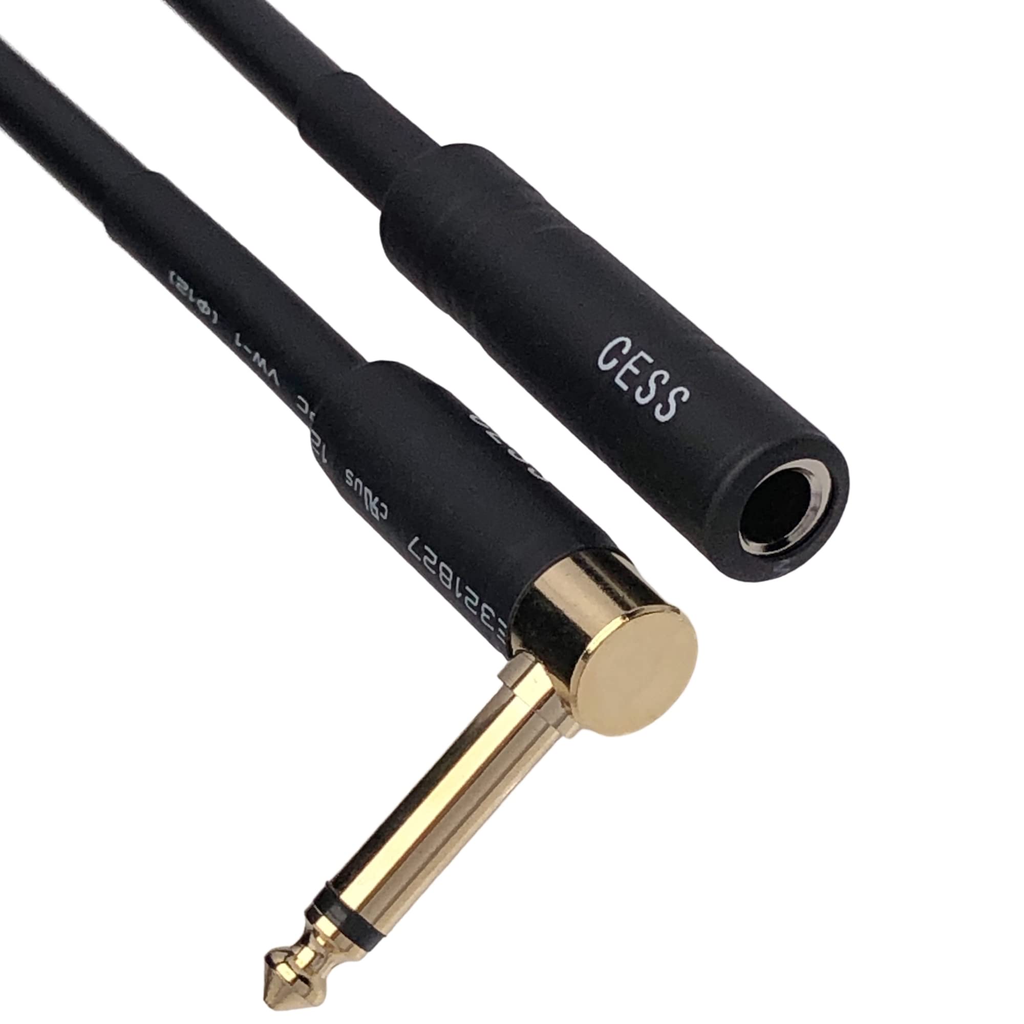 CESS-090 Low-Noise Right Angle 1/4 TS Male to Female Guitar Extension Cable, 2 Pack