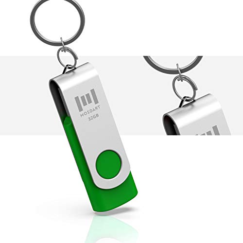 MOSDART 32GB USB 2.0 Flash Drive 5 Pack Swivel Bulk FAT32 Thumb Drives Jump Drive Zip Drive Memory Sticks with Led Indicator,Black/Blue/Red/White/Green (32 GB, 5Pack Mix Color)