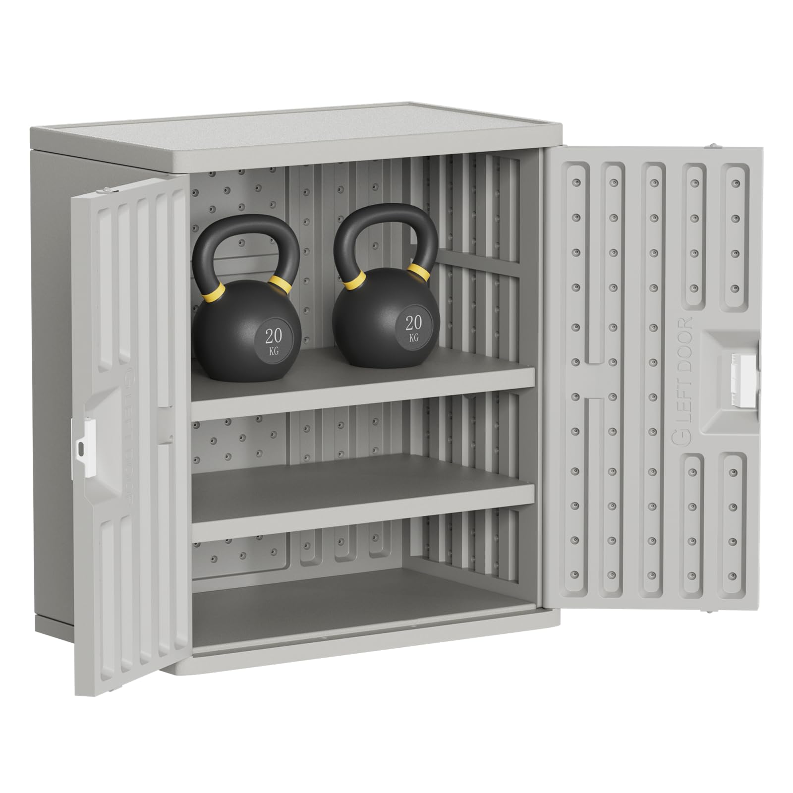 Amopatio Outdoor Storage Cabinet with 2 Shelves, Plastic Storage Cabinet Waterproof Storage Cabinet Patio Tools for Outdoor/Indoor Storage, 19.7" D x 29.5" W x35.4 H, Grey