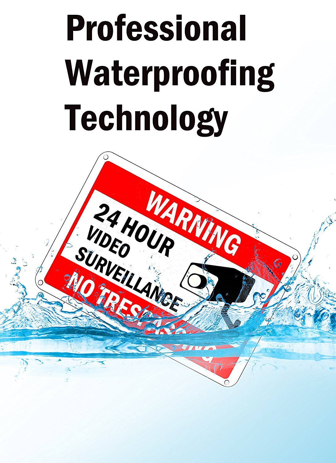 WISLIFE Video Surveillance Sign Set, 2 (10" X 7") Aluminum Warning Signs & 6 (6"X6") Window Stickers, Video Security Signs