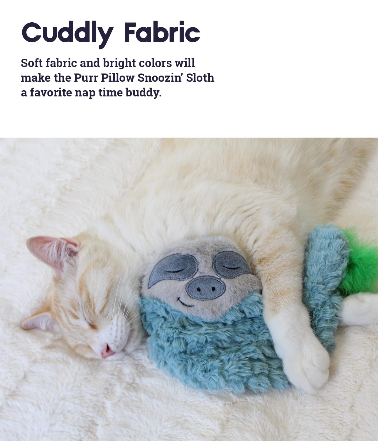 Petstages Purr Pillow Snoozin' Sloth Soothing Plush Cat Toy