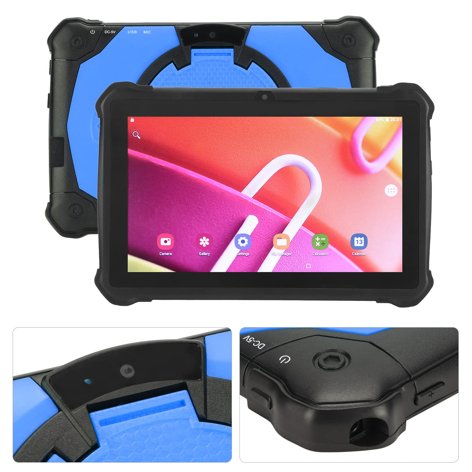 Baby Tablet, US Plug Front 5MP 5000mAh Rechargeable 100 to 240V 7in Tablet for Entertainment for Children (Blue)