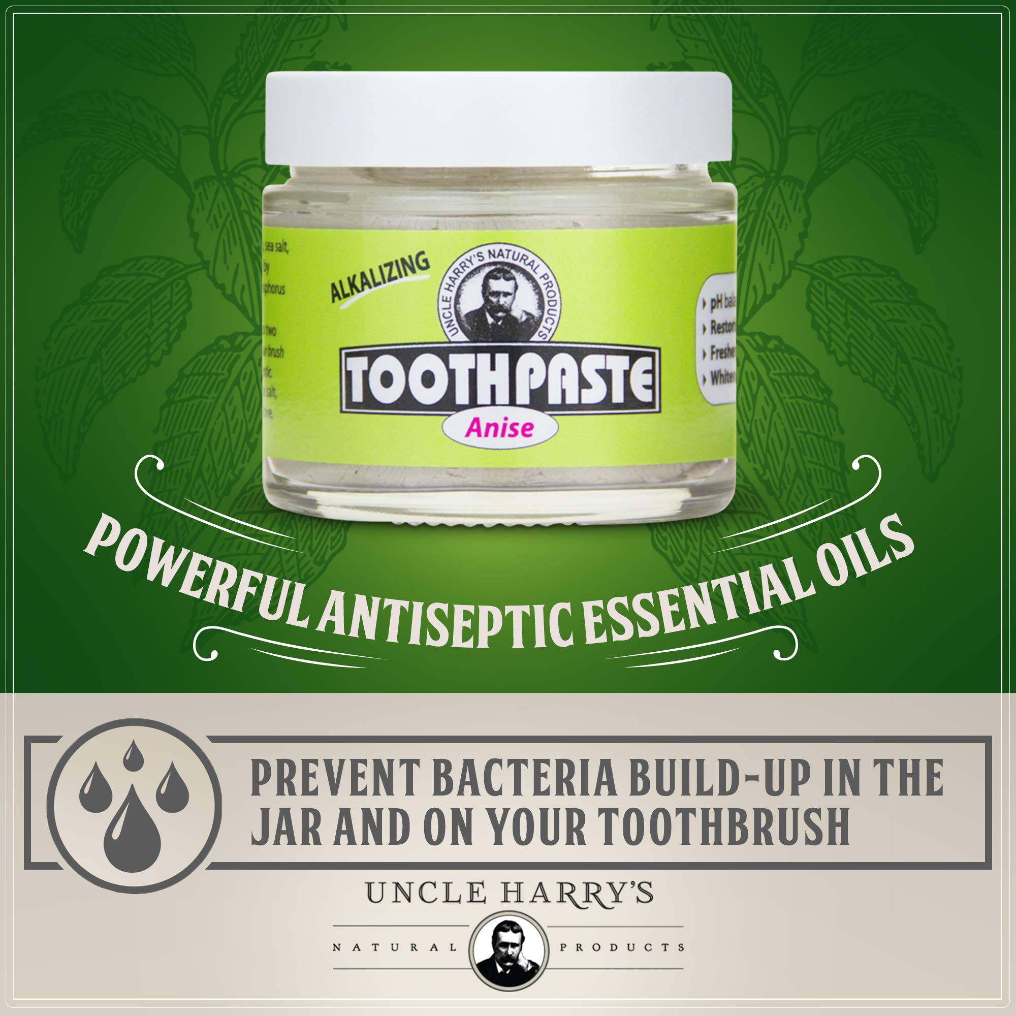 Uncle Harry's Anise Remineralizing Toothpaste | Natural Whitening Toothpaste Freshens Breath & Promotes Enamel | Vegan Fluoride Free Toothpaste (2 Pack)