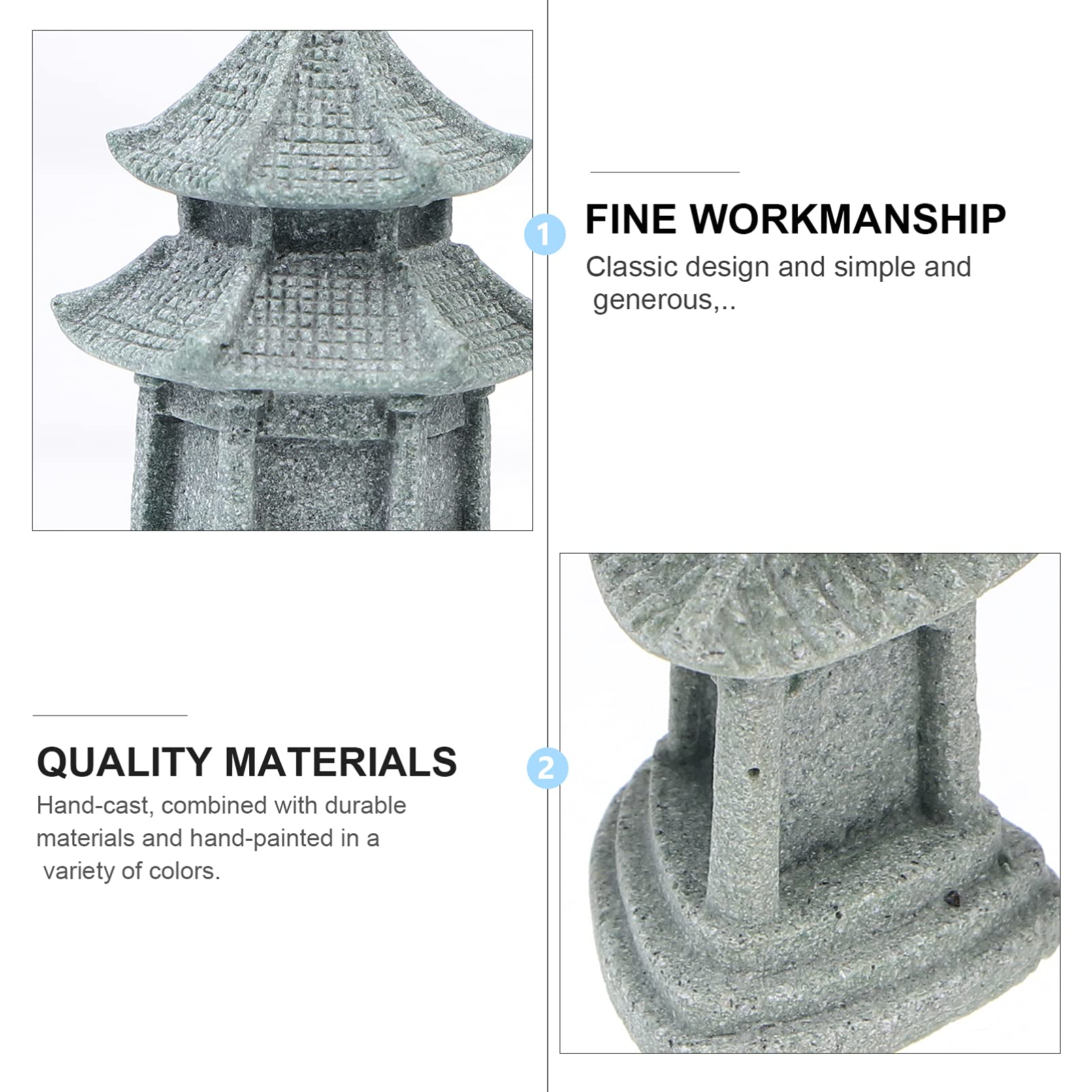 YARNOW Mini Pagoda Statue Ceramic Fairy Garden Figurine Hexagon Environments Flower Vase Aquarium Decorations DIY Micro Landscape Ornament 3Pcs, Light Grey, 5.5x2.8cm (302O3HB0N1EG1511I1LAVD)