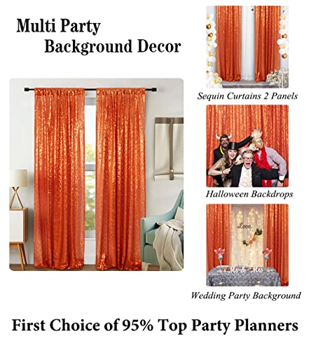Coral Sequin Curtains 2 Panels 2FTx8FT Glitter Sequin Backdrop Curtains Orange Shimmer Wall Backdrop Birthday Backdrops Christmas Wedding Party Backdrop Sequence Backdrop for Photography(2FTx8FT)