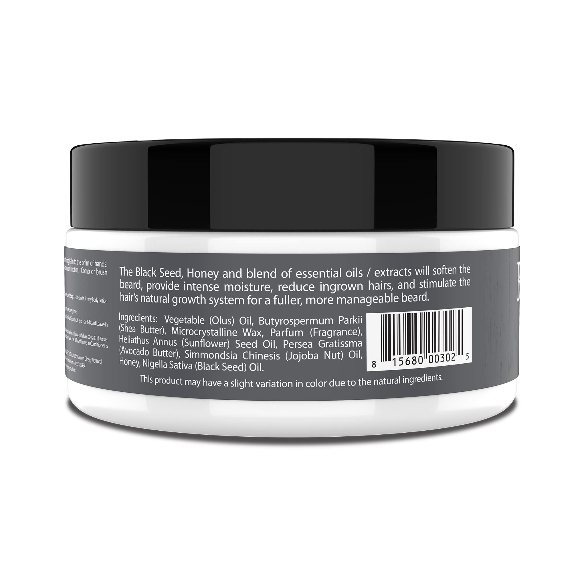Uncle Jimmy Beard Softener, Conditioning Balm for Men | Hydrates, Smooths, Adds Shine & Tames Flyaway Hair | Made With Shea Butter, Honey 2 Fl Oz