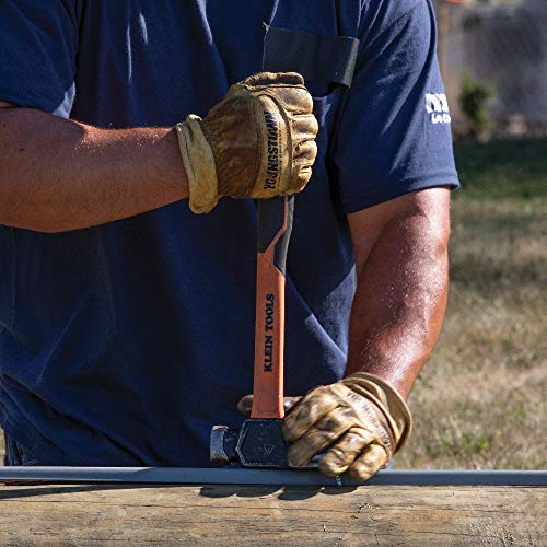 Klein Tools 832-26 Lineman's Claw Milled Hammer, 26-Ounce, Fiberglass Handle, Heavy Duty for Utility Poles, Milled Face, High Visibility Orange