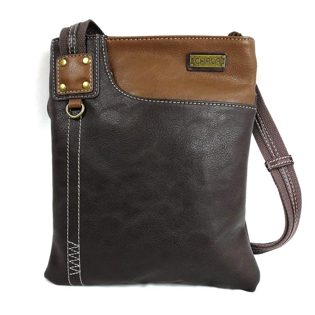 CHALA Handbag Xbody Swing Bag, Crossbody Swing Bag, FAUX Leather, 2 Tone (Owl, Teal/Black)