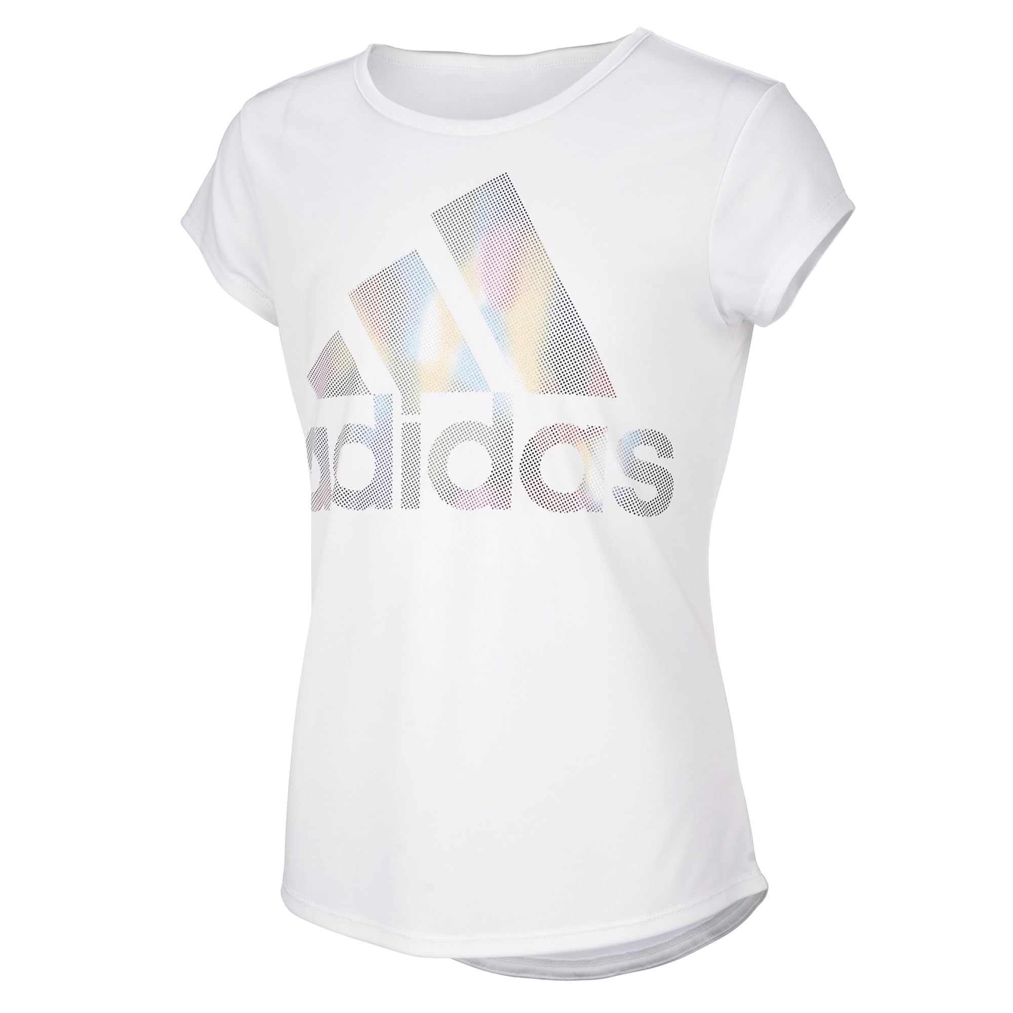 adidas Girls' Short Sleeve Scoop Neck Tee T-Shirt, Grey Heather with Multicolor, Large (14)