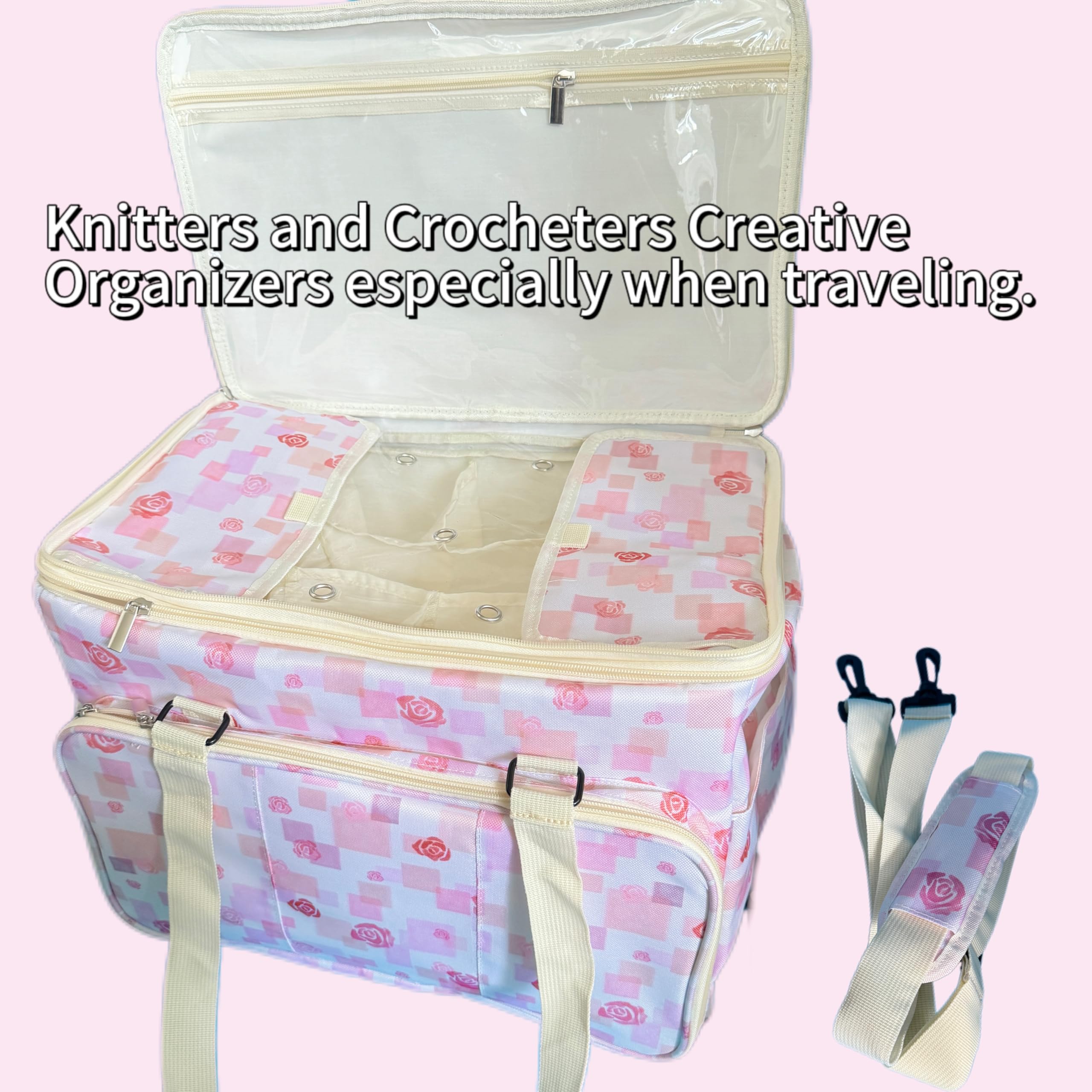 Athena's Elements Embroidery and Cross Stitch Storage Bag – Sewing, Embroidery and Cross Stitch Kits Carrying Bag – Premium Organizer Bag (Rose Pink)