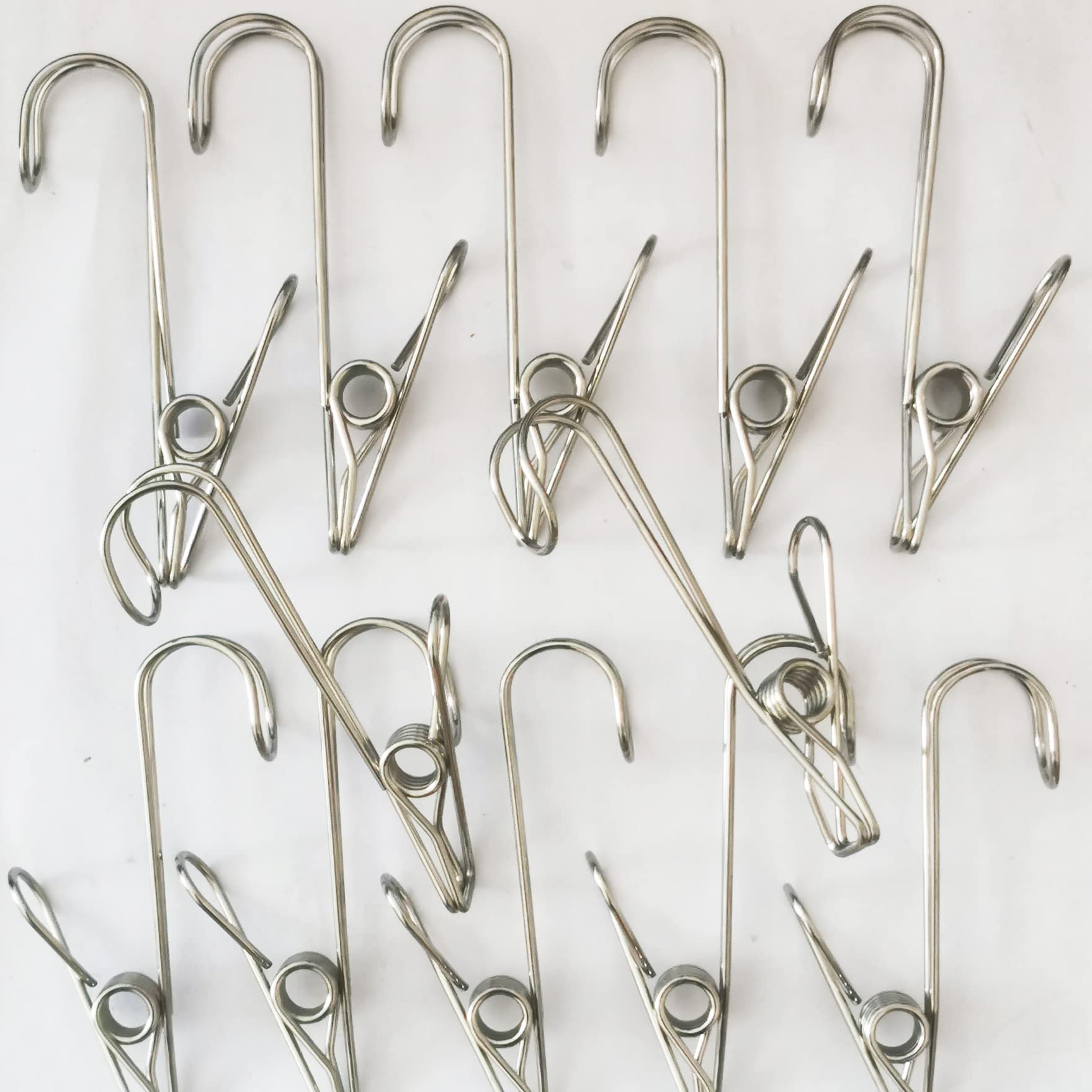 JZMYXA Stainless Steel Clothes Pins, 304 Stainless Steel Metal Long Tail Clothes Pins Stainless Steel Hook Clothes Pins Large Rust-Proof Clothes Pins (24)