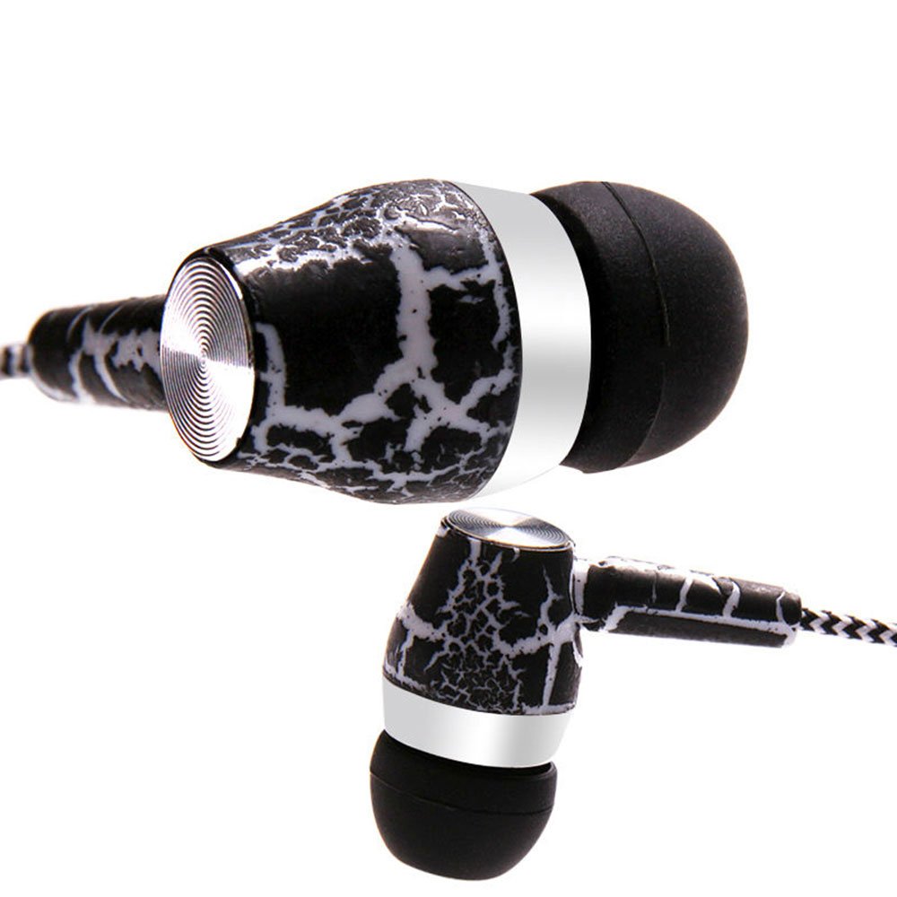 Design Nylon Braided Crack Earphone Cloth Rope Earpieces Stereo Bass MP3 Music Headset with Microphone for Cellphone MP3 MP4 (Black)