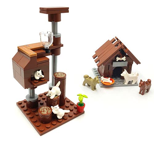 dspitwod Building Block Toys Sets for Girls Boys 6-8-12 Cat Tower Dog Kennel Accessories Brick Blocks for Kids Compatible for Mini Figure Major Brands