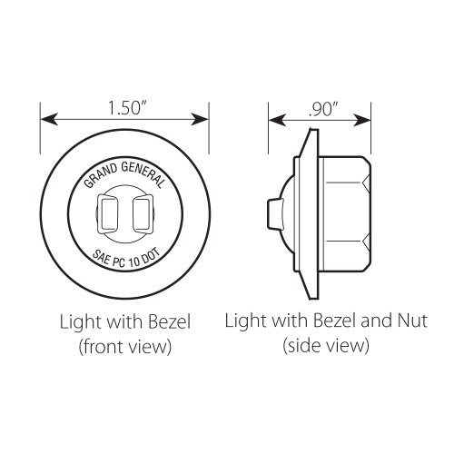 GG Grand General 87061 Amber 1" Mini Wide Angle Single LED Marker Sealed Light with Clear Lens and Chrome Plastic Bezel, Amber/Clear