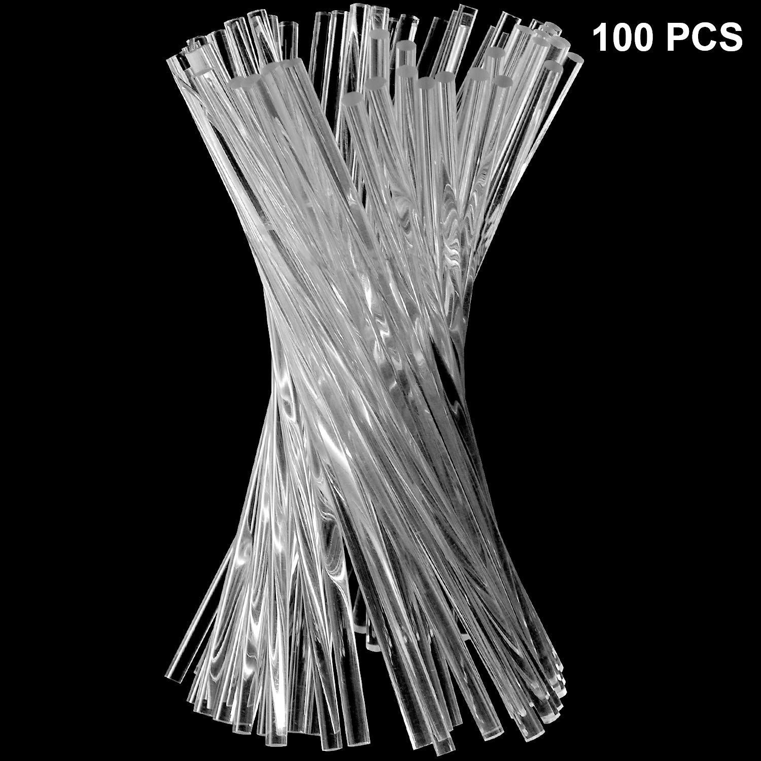 Aenoyo 6 Inch Acrylic Lollipop Sticks Clear Acrylic Rods for Cake Pops Candy (100 Pieces)