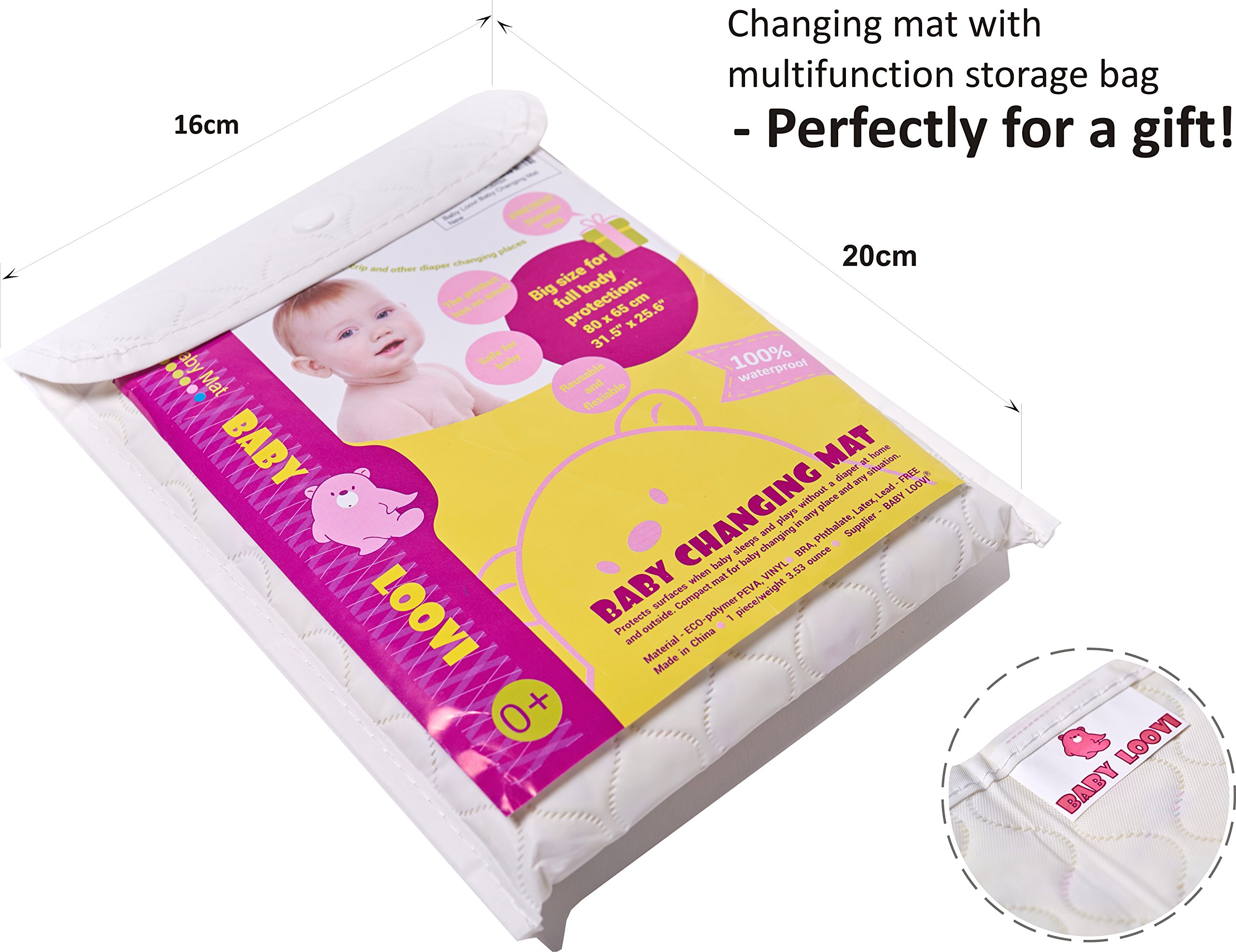 Changing Mat - Biggest Waterproof & Reusable Portable Changing Pad 25.5"x31.5" for Change Diaper in Any Places On The Go - Wipeable Compact Baby Change Cover Liner - Unisex Design for Girls & Boys