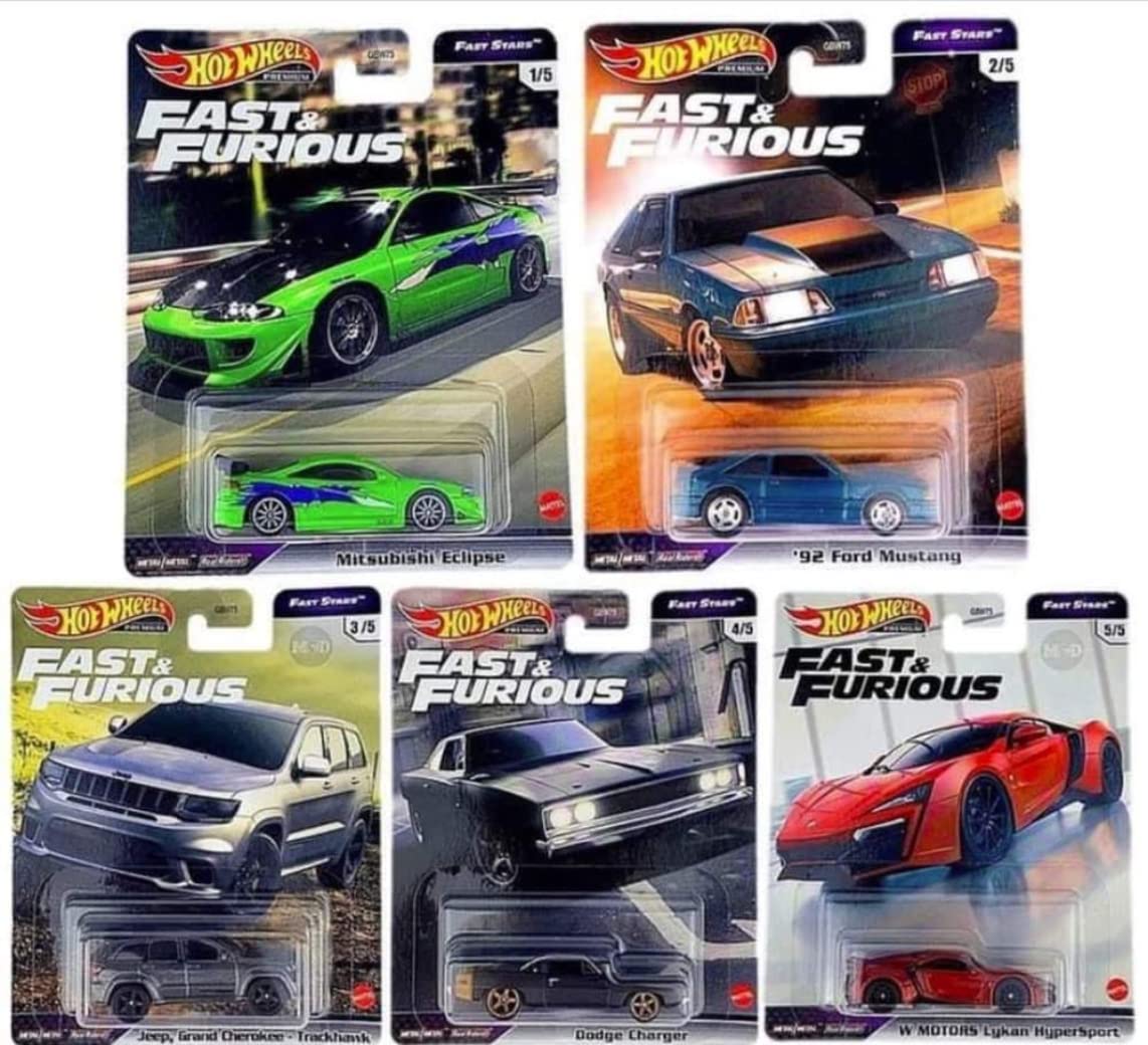 Hot Wheels Premium Fast & Furious Fast Stars Complete Set of 5 Vehicles