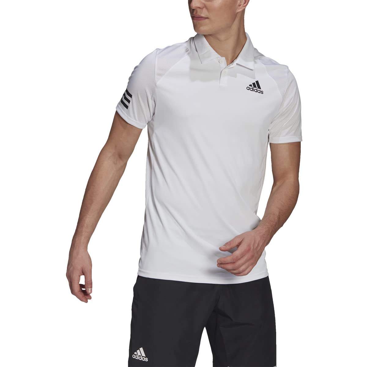 adidas Men's Tennis Club 3-Stripes Polo Shirt, White/Black, X-Large