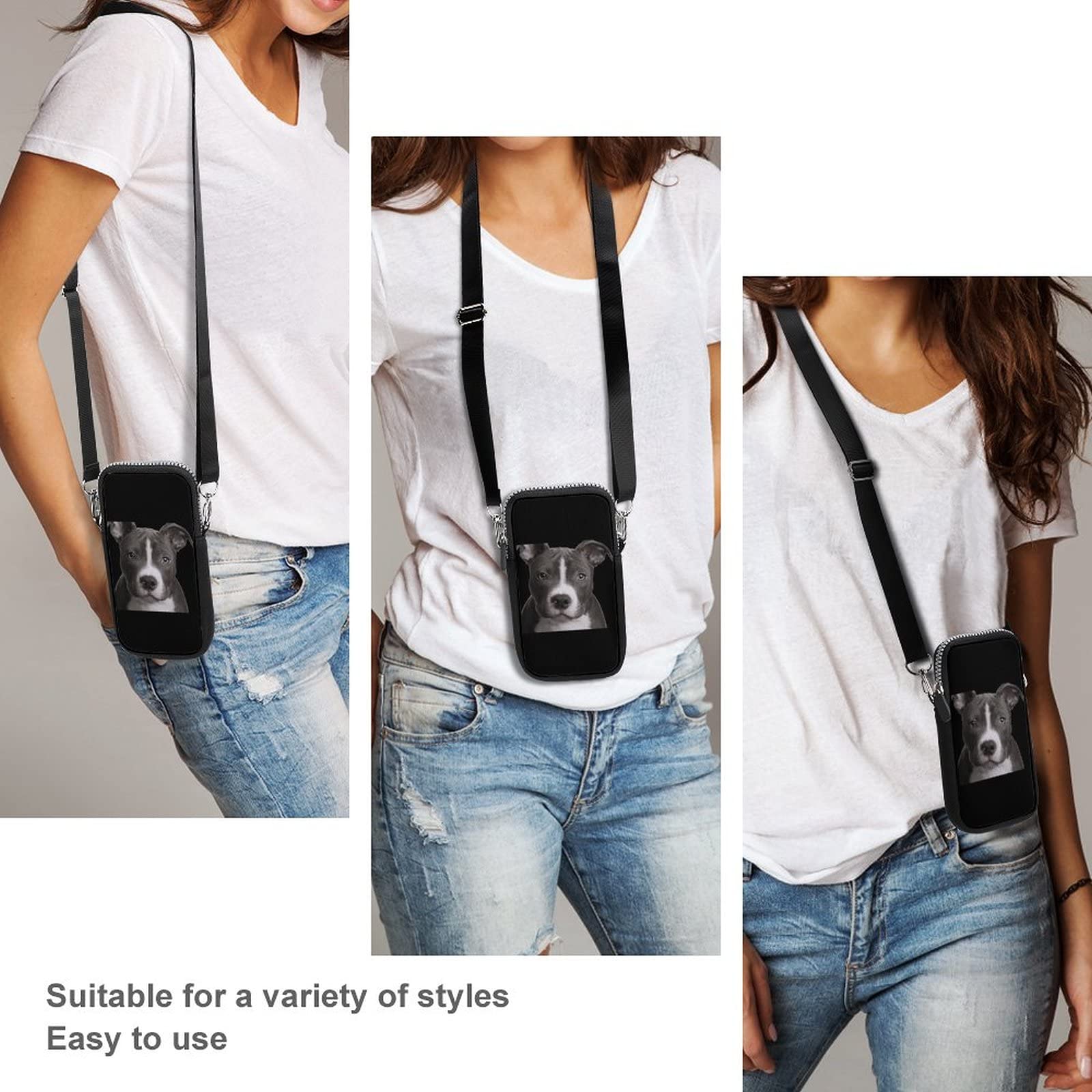 FunnyStar American Pit Bull Crossbody Phone Bag Shoulder Wallet Purse Cellphone Handbag with Adjustable Strap