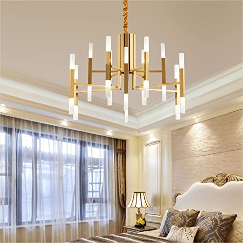 BOKT Modern Gold LED Sputnik Chandelier Mid Century Brushed Brass 24-Lights Round Chandelier Pendant Light Kitchen Island Vintage Industrial Flush Mount Ceiling Light Fixture