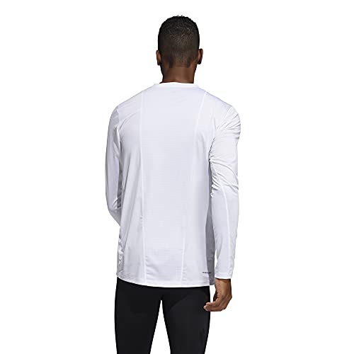 adidas Men's Techfit Fitted Long Sleeve Tee, White, X-Large