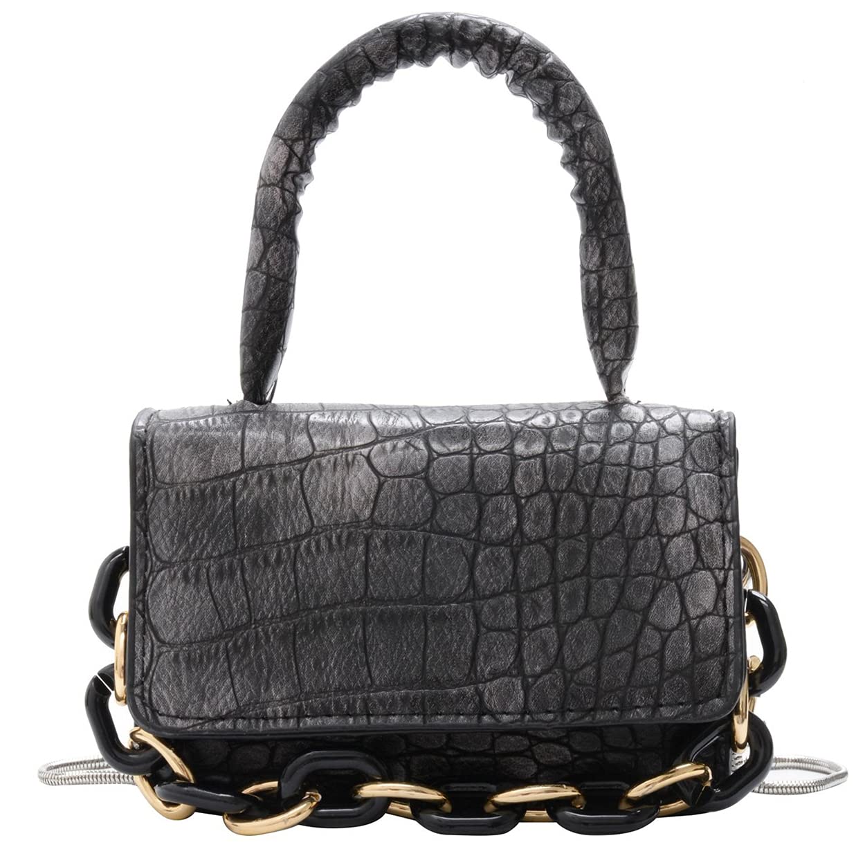 Women's Mini Crocodile Pattern Crossbody Clutch Bag Handbag (Green)