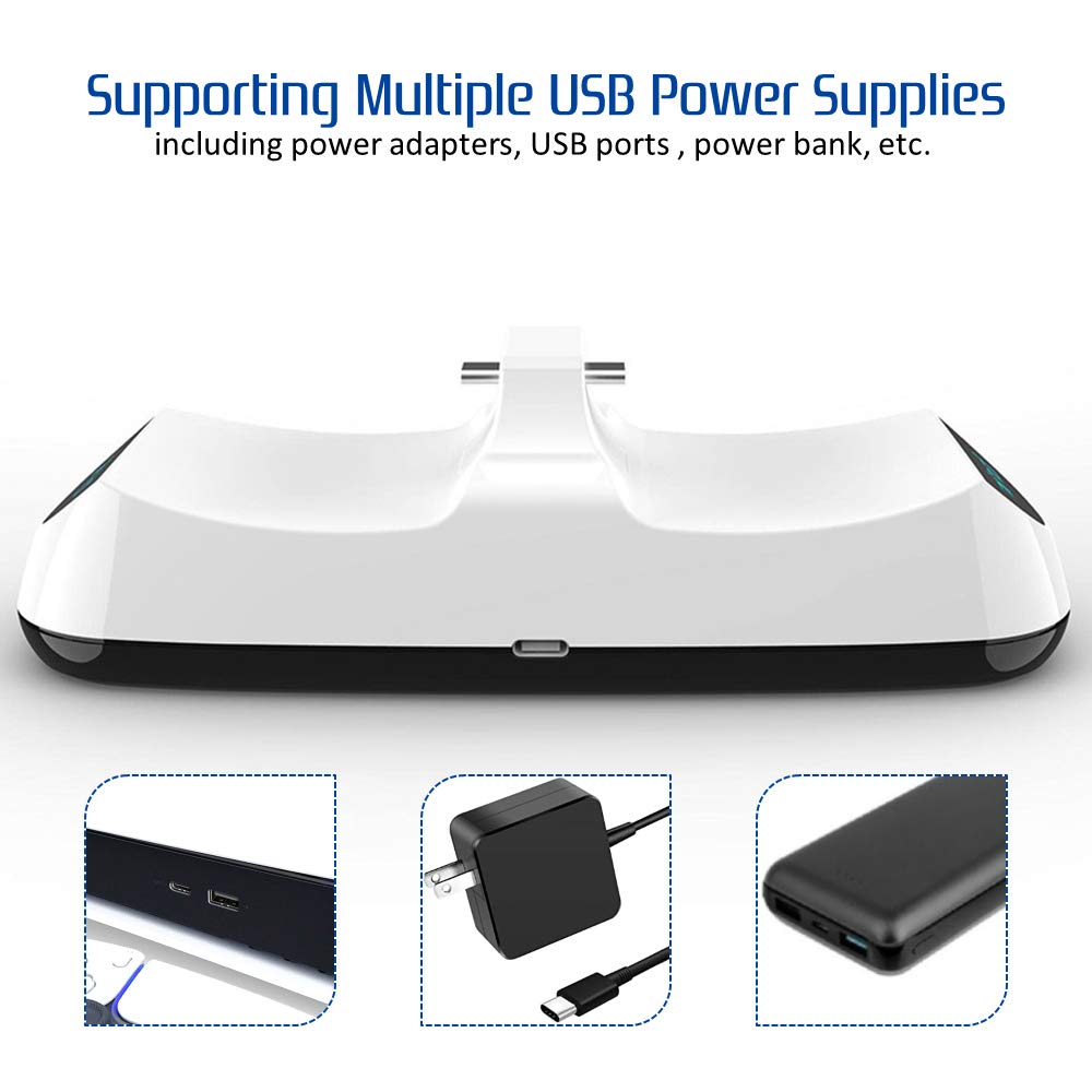 Charging Station for PS5 DualSense Controller, Dual USB Type-C Charger Dock for Two Playstation 5 Joysticks, Fast Charging Stand